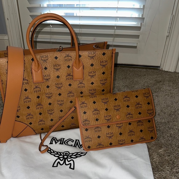 MCM | Bags | Authentic Mcm Large Tote With Additional Clutch | Poshmark